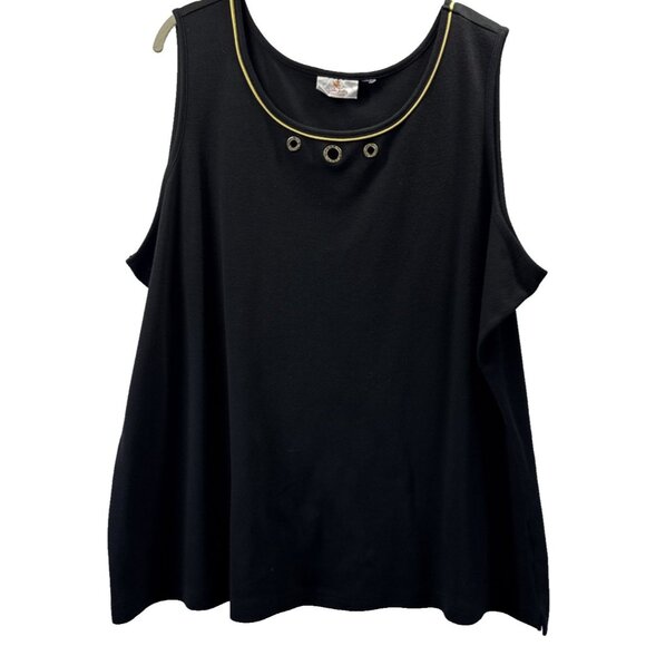 Quacker Factory | Tops | Quacker Factory Women Tank 3x Solid Black Gold ...
